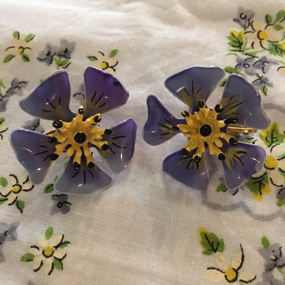 Vintage | Jewelry | Vintage Purple Pin And Earrings Set | Poshmark